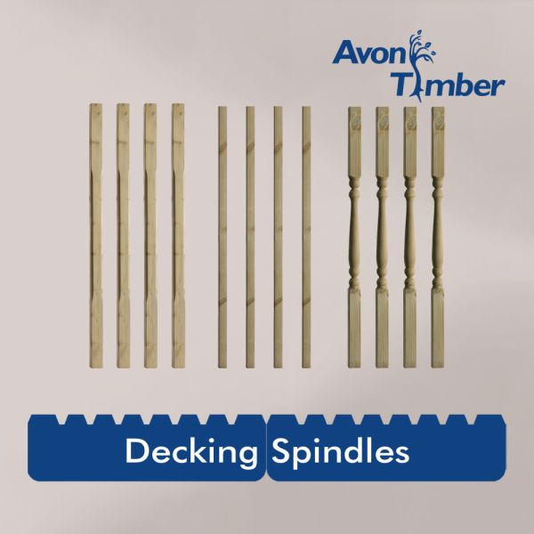 Green Treated Decking Spindles Edwardian Blank Stop Chamfered