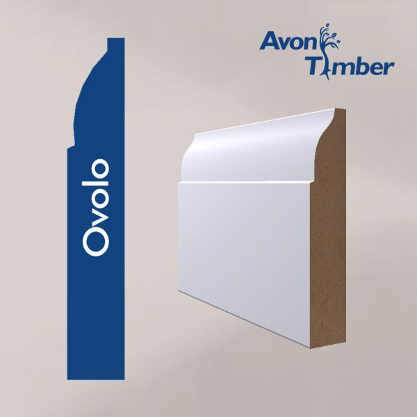 Ovolo White Primed MDF Skirting Board