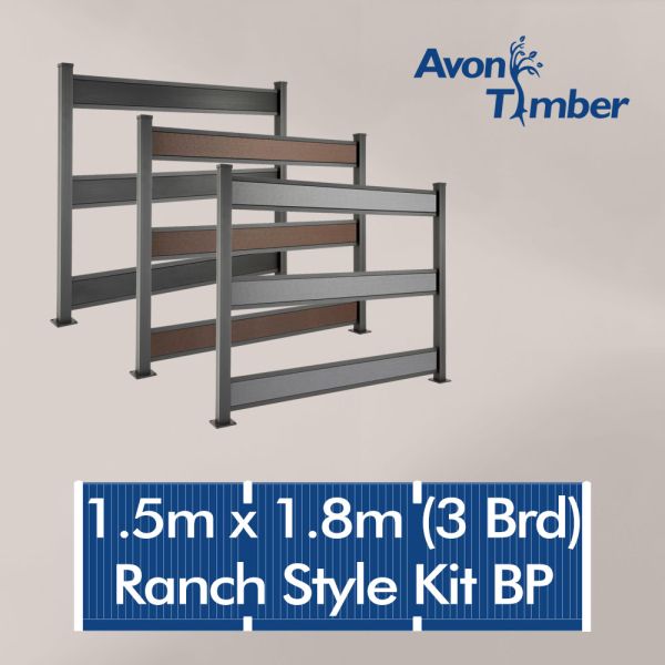 Saige Composite 2-Board Ranch Style Fence Kit with Baseplate