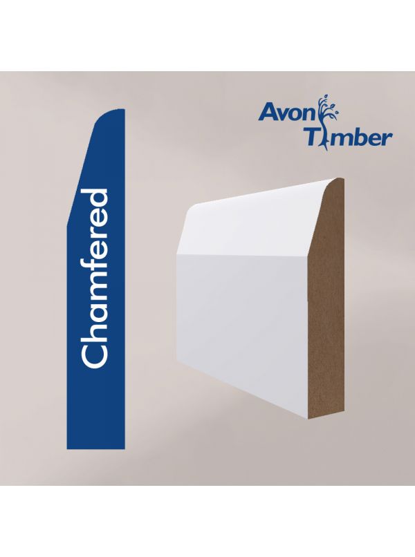 Chamfered and Round White Primed MDF Skirting Set Avon Timber