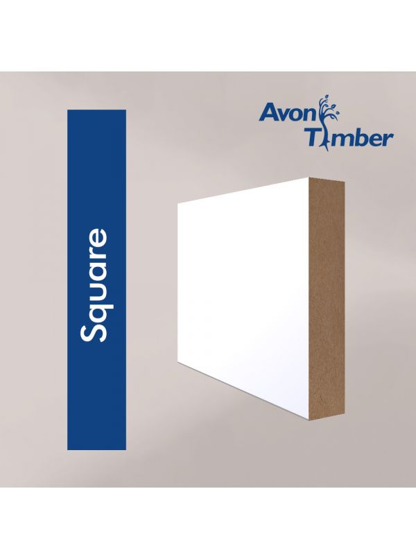 Square White Primed MDF Skirting Set Avon Timber
